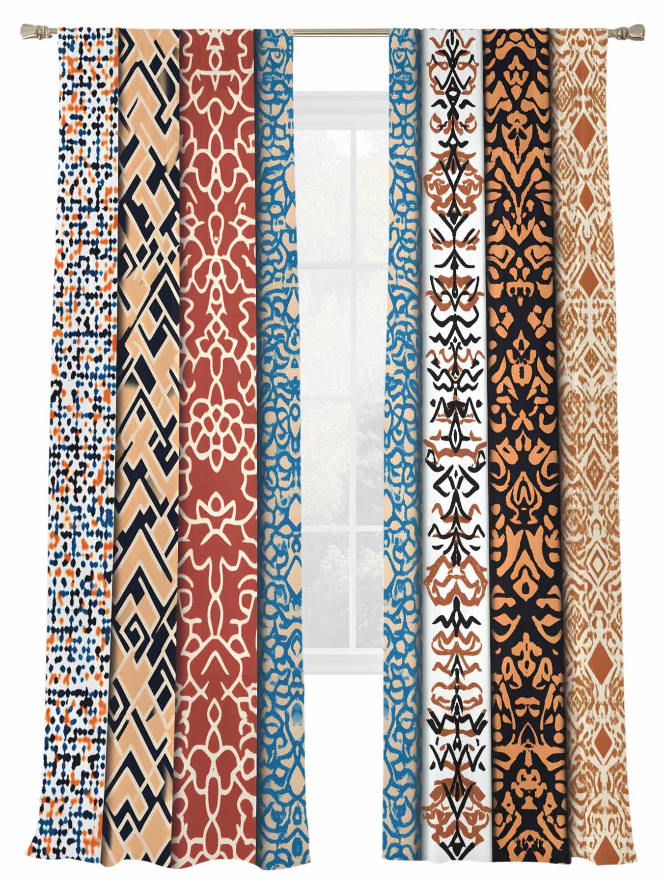 Boho Sheer Curtains 2 Panels Set Retro Ethnic Sheer Window Curtains ...