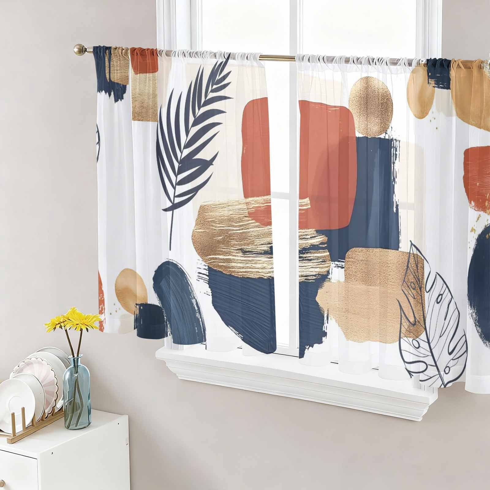 Boho Sheer Curtains 45 Inch Length 2 Panels for Living Room, Middle ...