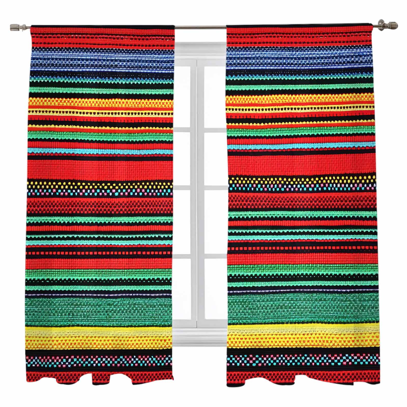 Boho Sheer Curtains 63 inches Long 2 Panels Set Bohemian Colorful ...