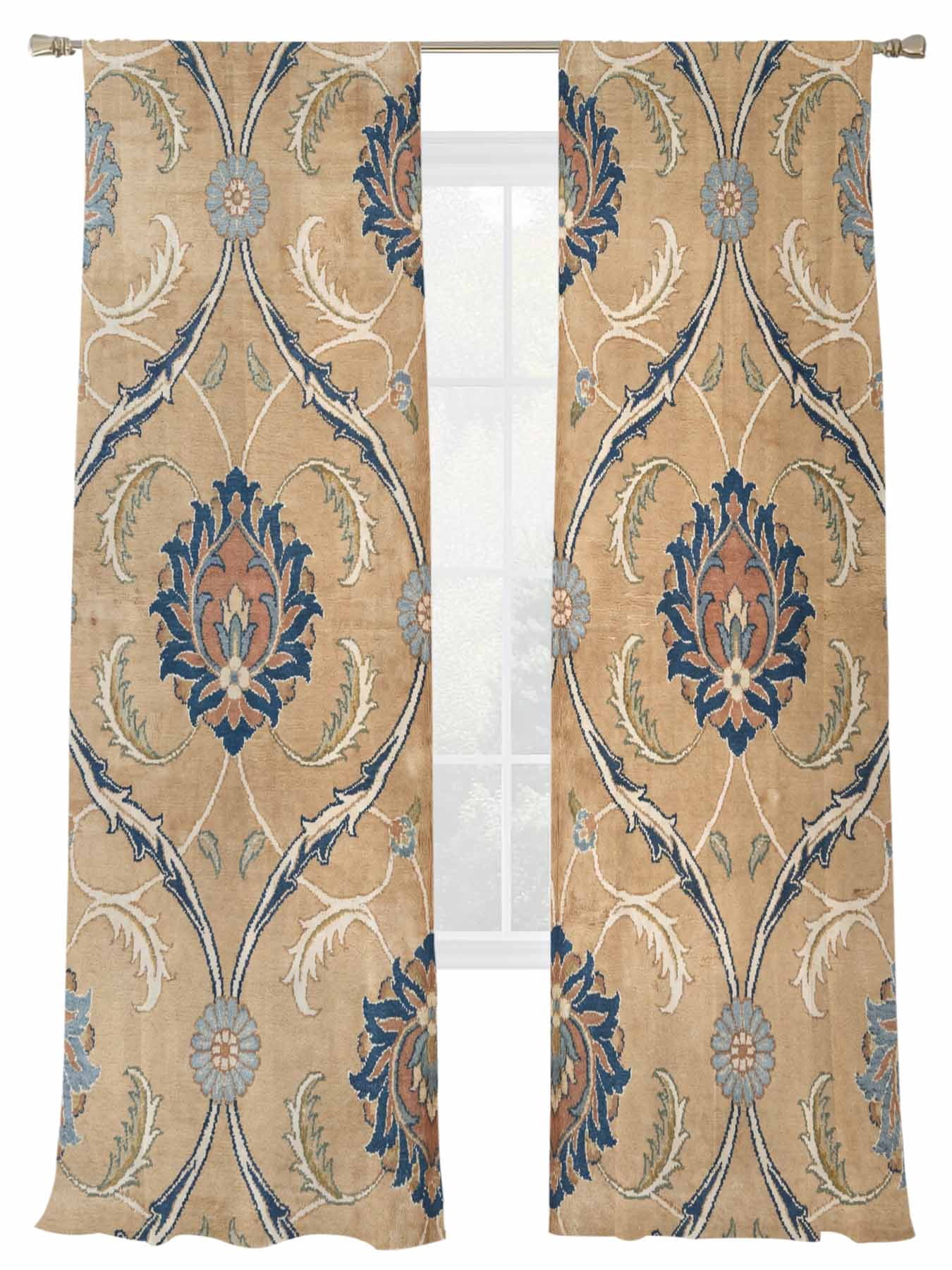 Boho Sheer Curtains 84 inches Long 2 Panels Set Vintage Begin Flower ...