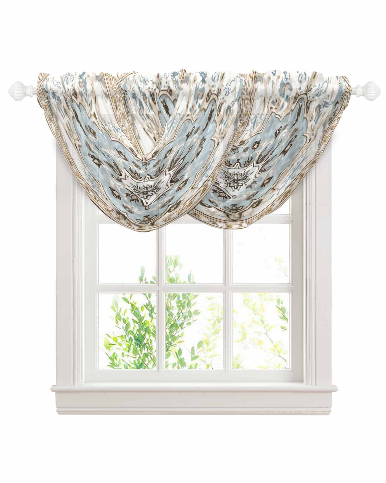 Boho Sheer Waterfall Valance Curtains for Window, Ethnic Aztec ...