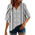 Boho Shirts 3/4 Sleeve V-Neck Floral Printed Tops Elegant Casual Soft ...