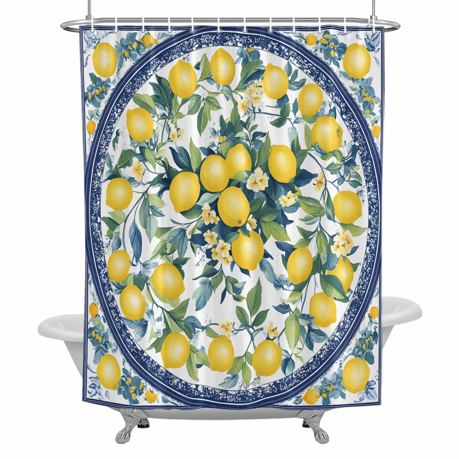 Boho Shower Curtain for Bathroom, Lemon Waterproof Cloth Fabric ...
