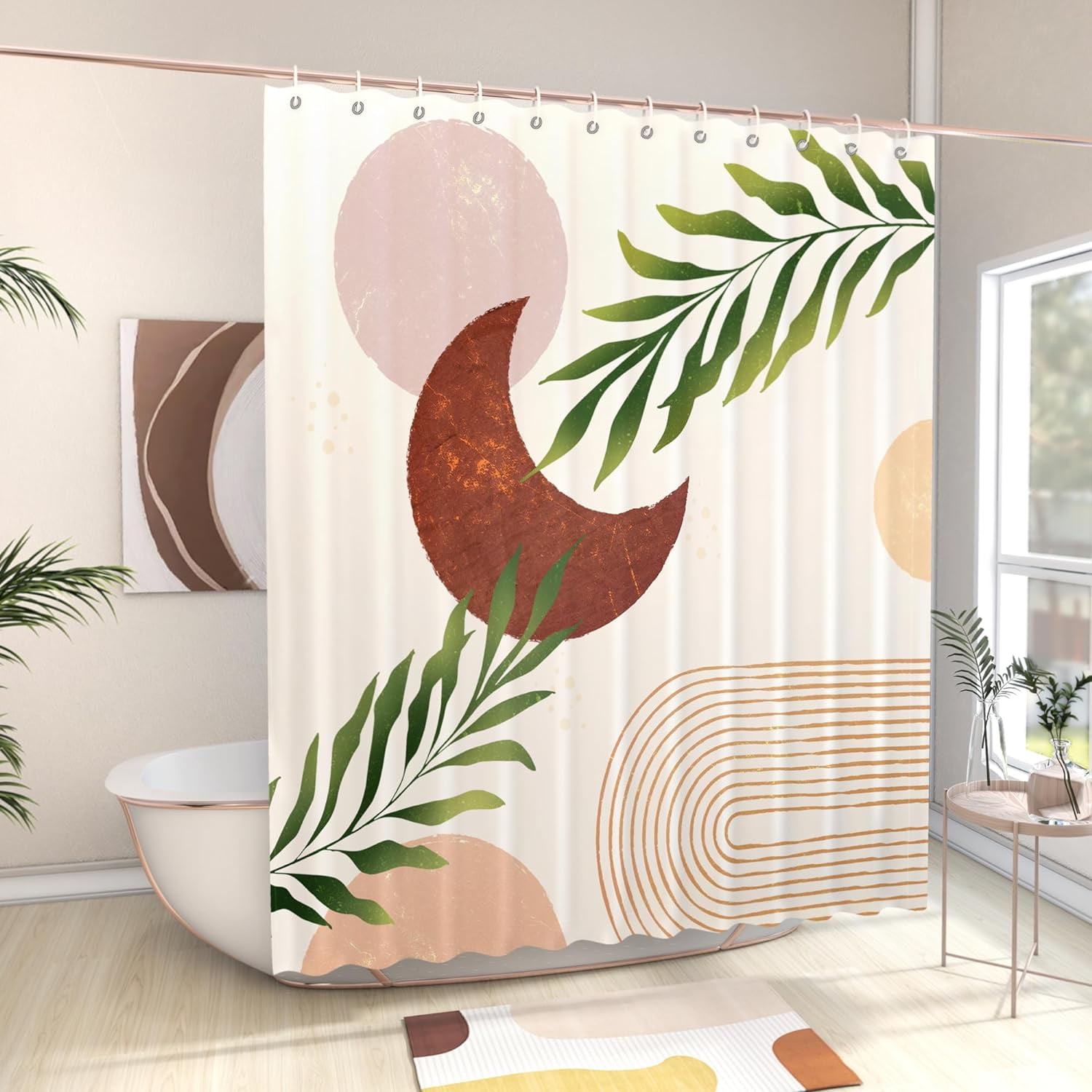 Boho Shower Curtains for Bathroom Decor - Farmhouse Bath Curtain Set for Mid Century Modern Home ...