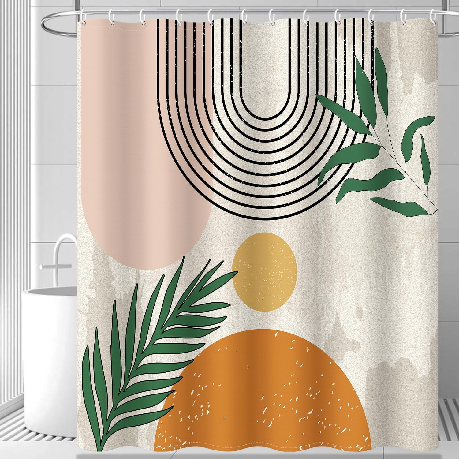Boho Shower Curtains for Bathroom 72" x 72" Mid Century Abstract Shower Curtain Waterproof ...