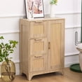 Boho Sideboard Buffet Cabinet with 3 Storage Drawer Rattan Door and ...