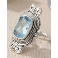 Boho Silvertone Ring With Synthetic Oval Blue Zirconia Stone - Color 8 ...