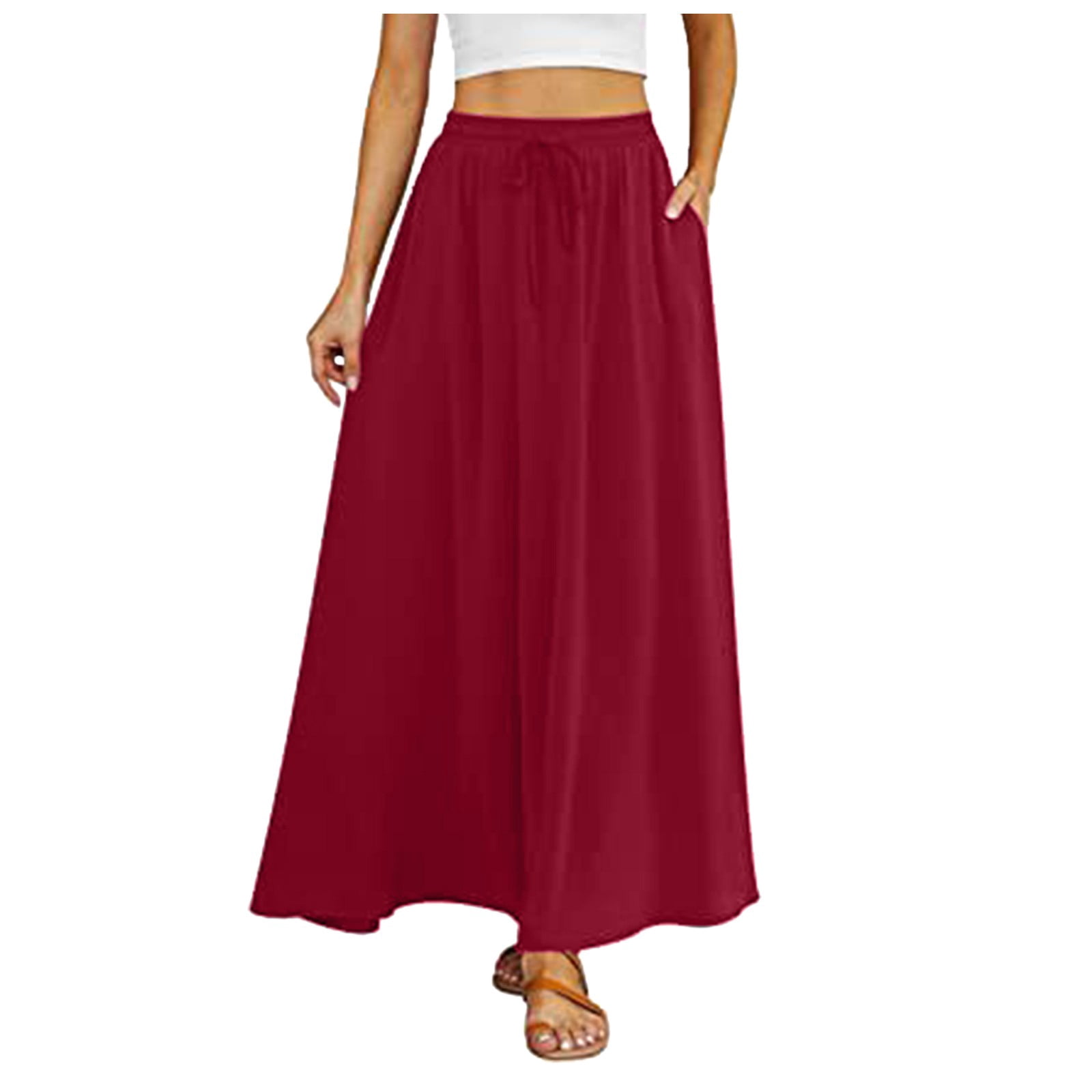 Boho Skirts for Women Midi Length Pink Ruffled Styles Floral ...