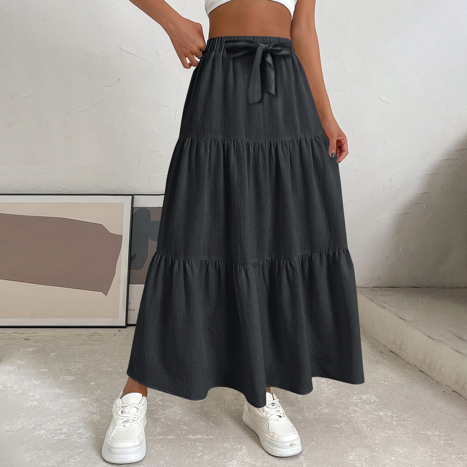 Boho Skirts for Women,Summer Skirts for Women Maxi Boho Flowy Elastic ...