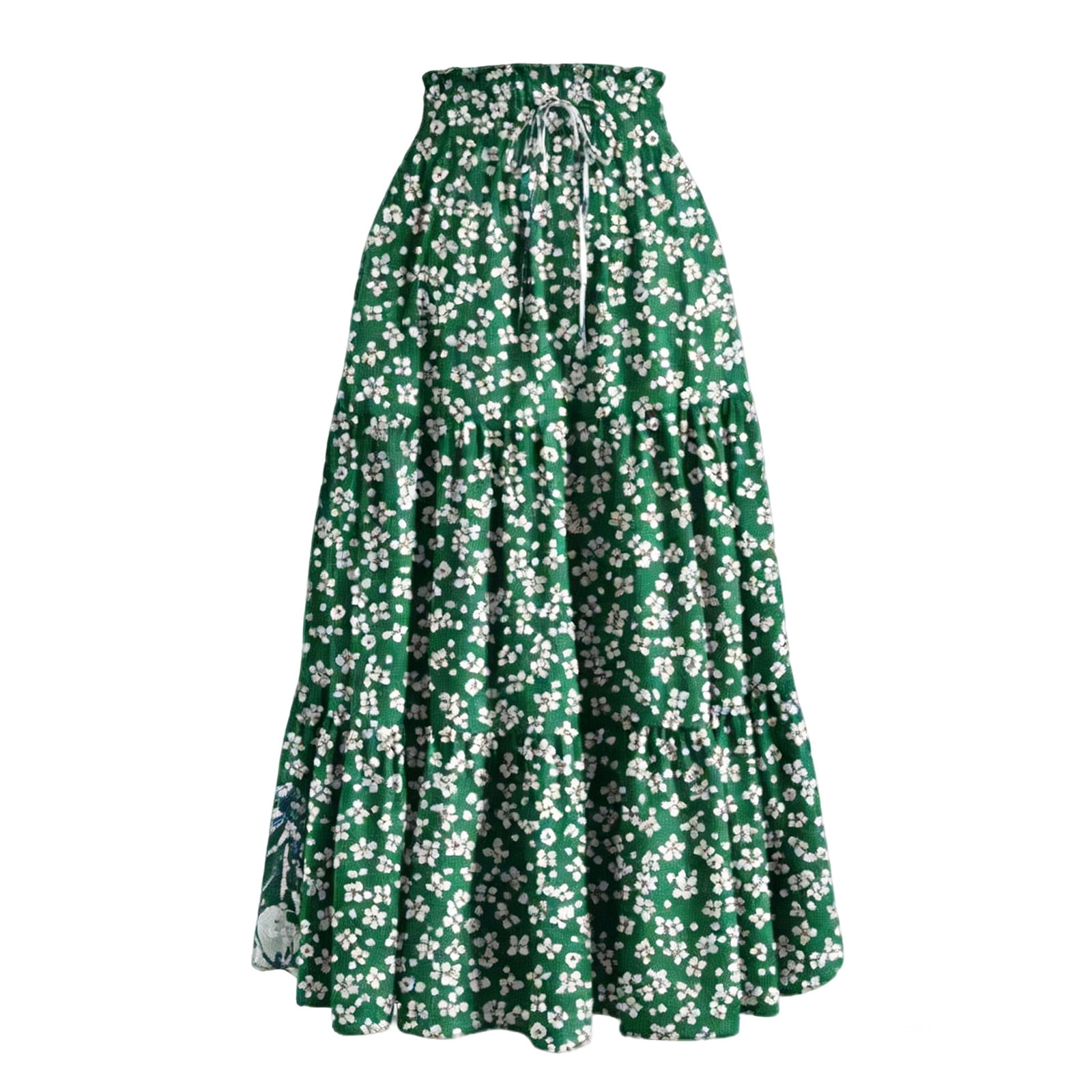 Boho Skirts for Women Summer Trendy Floral Flowy Maxi Skirt Elastic ...