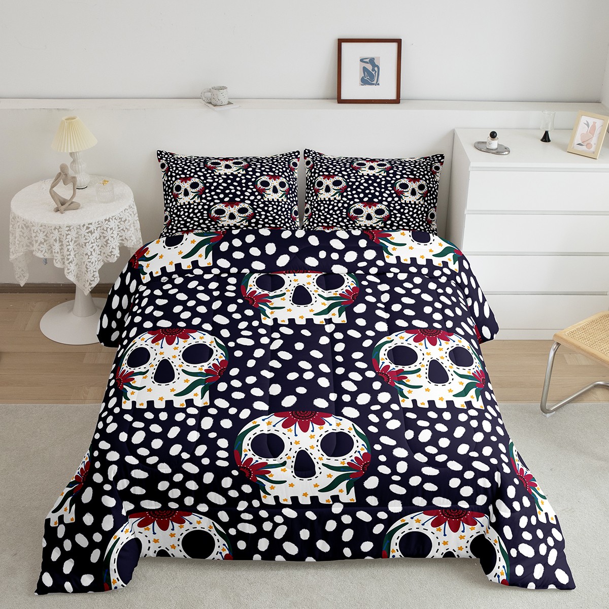 Boho Skull Comforter Set Tribal Exotic Skeleton Bones Bedding Comforter ...