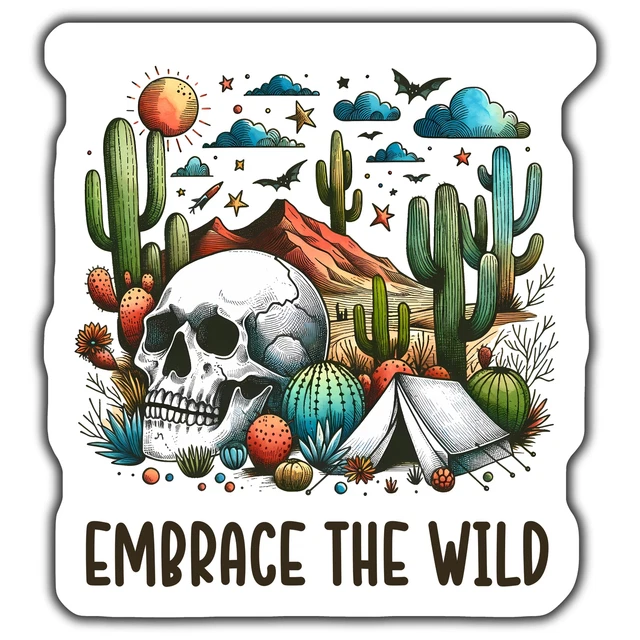 Boho Skull Sticker, Embrace The Wild, Camping And Nature Sticker ...