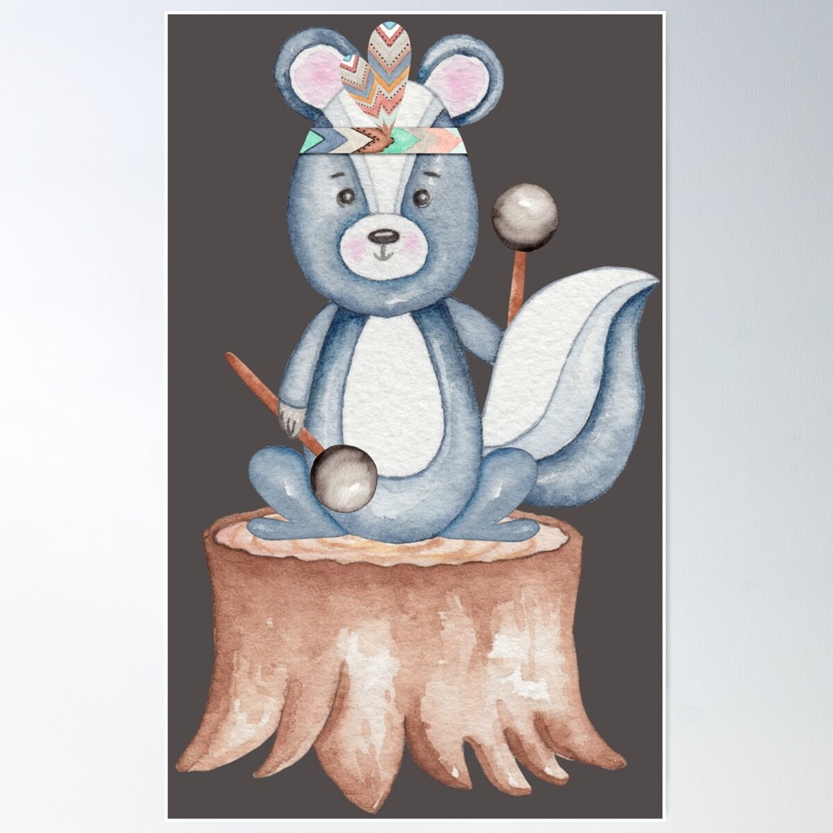 Boho Skunk, Tribal Animal Poster Wall Art, Modern Wall Decor For Living ...