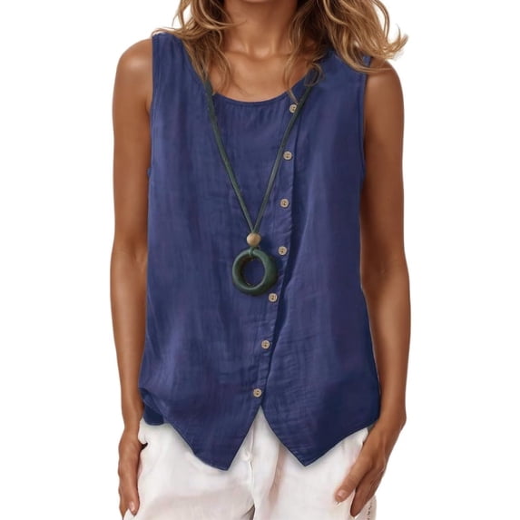 Boho Sleeveless Button Down Top for Casual and Wear Loose Fit Tank ...