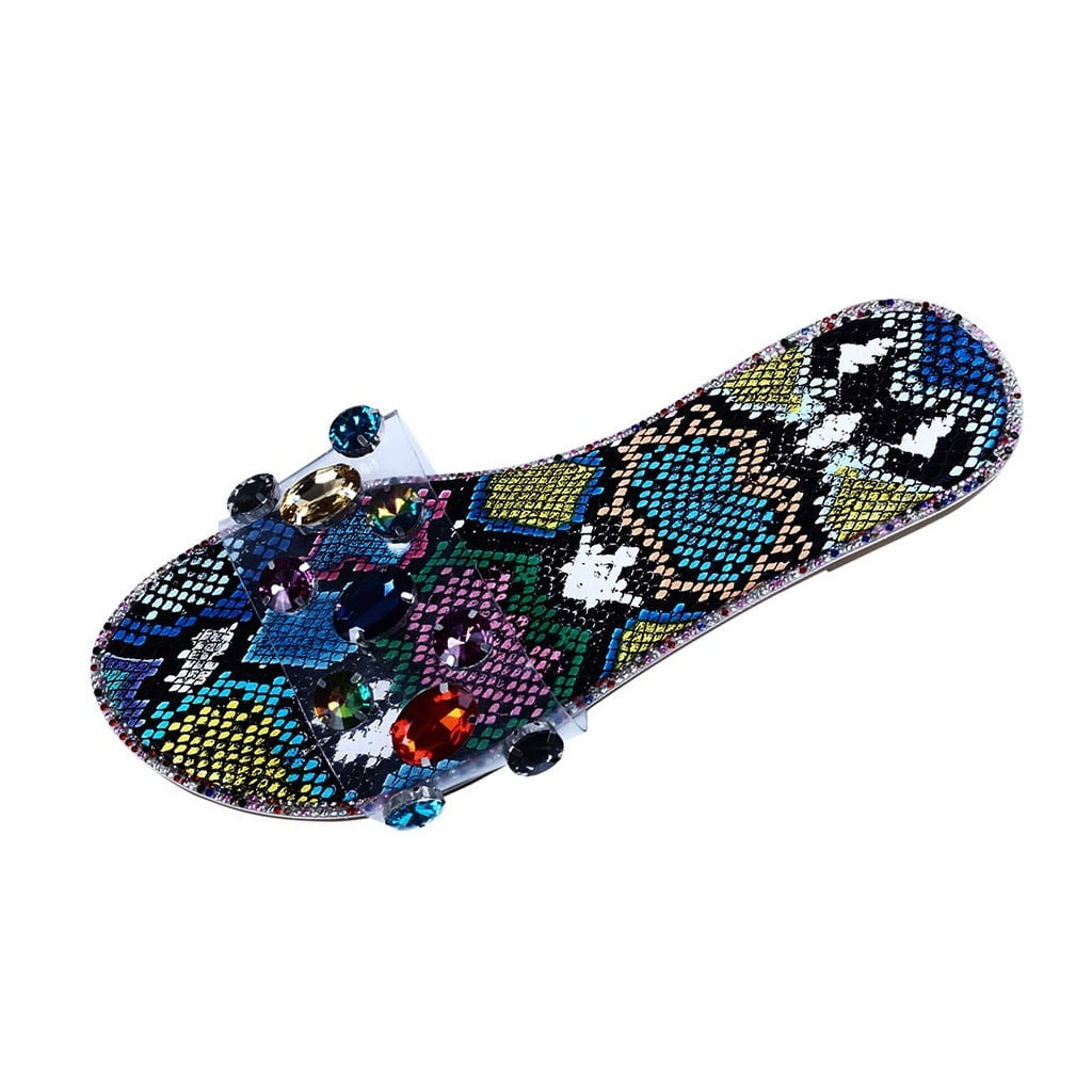 Boho Slide Sandals for Women Girls Dressy Low Wedge Sandal Casual Open ...