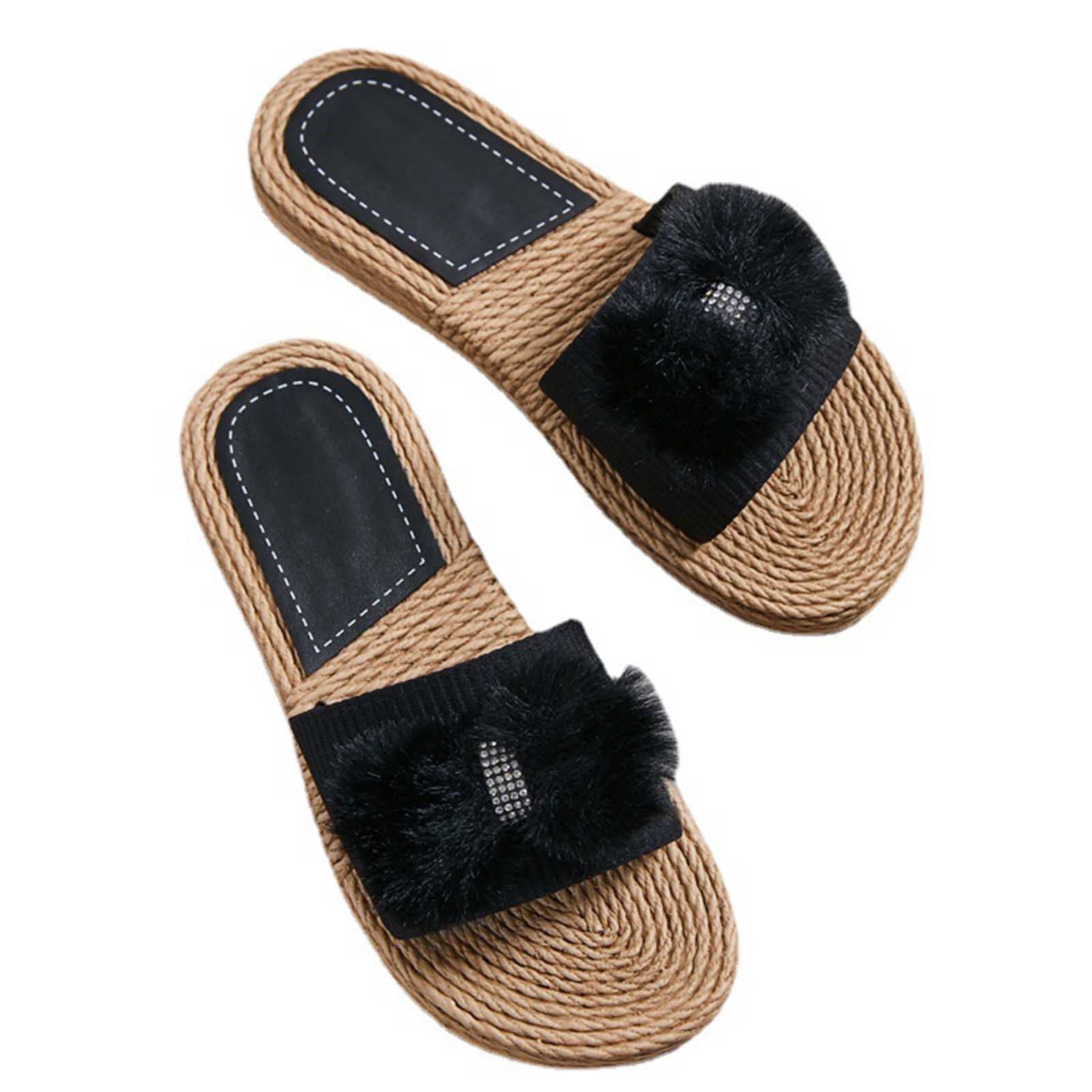 Boho Slide Sandals for Women Girls Dressy Low Wedge Sandal Casual Open ...