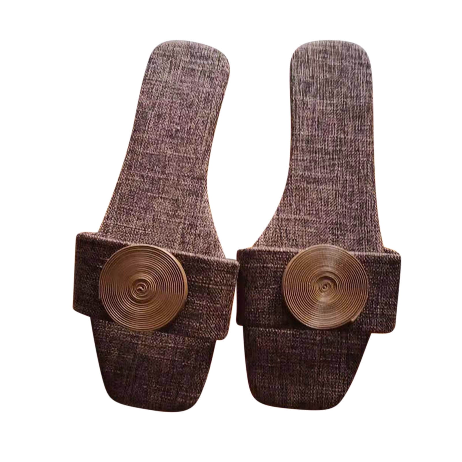 Boho Slide Sandals for Women Girls Dressy Low Wedge Sandal Casual Open ...