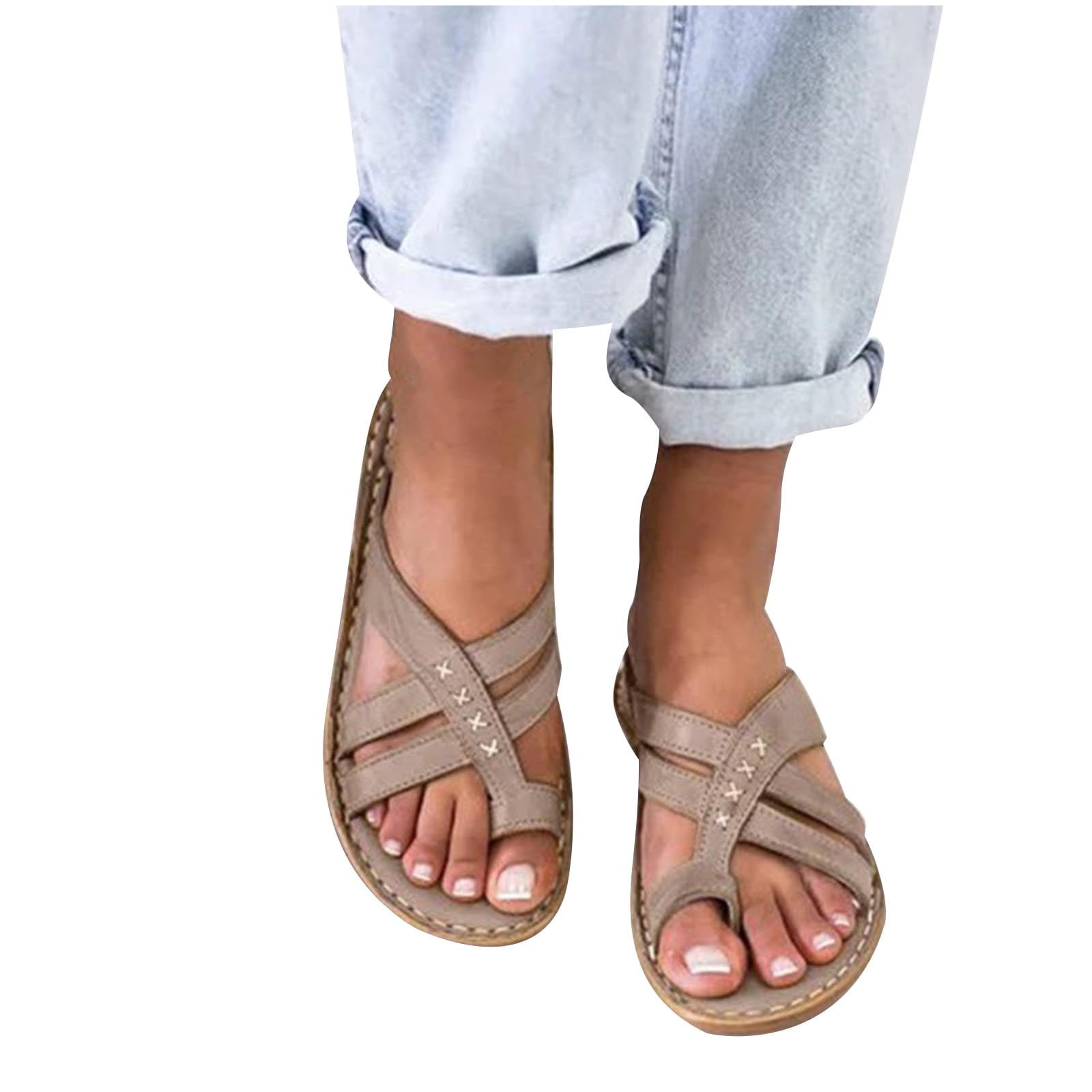 Boho Slide Sandals for Women Girls Dressy Low Wedge Sandal Casual Open ...