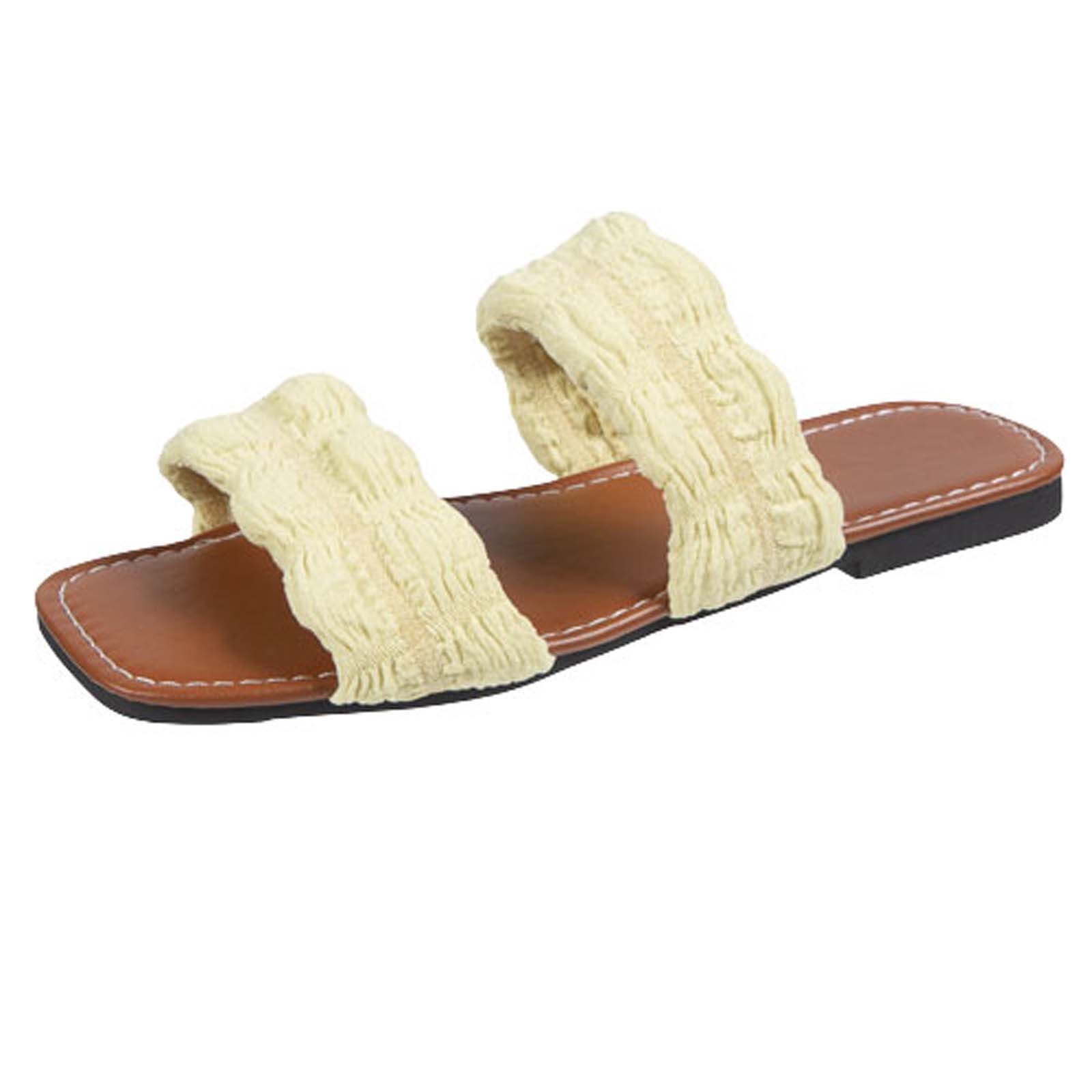 Boho Slide Sandals for Women Girls Dressy Low Wedge Sandal Casual Open ...