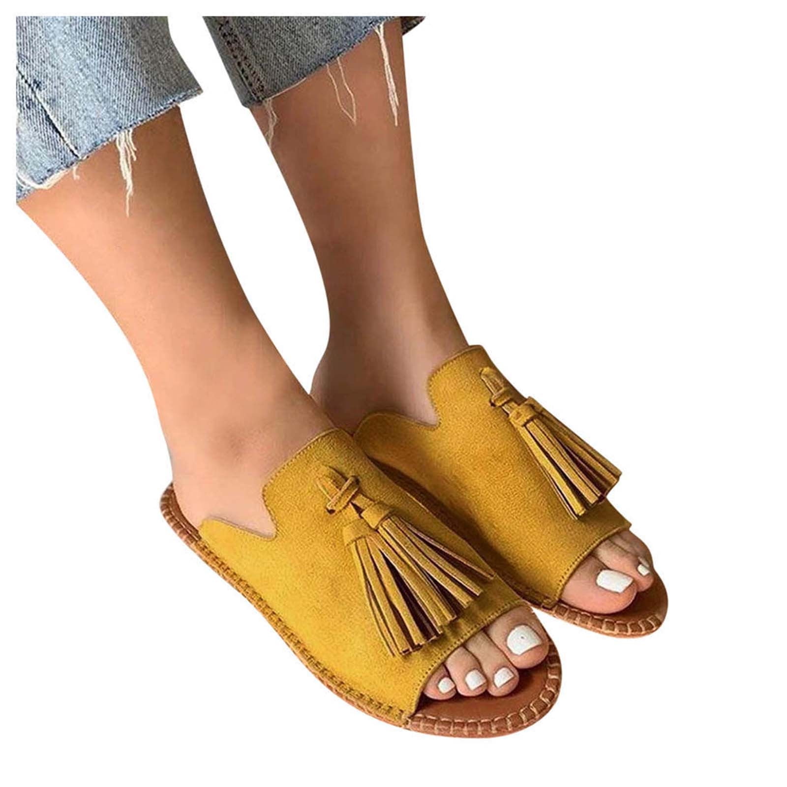 Boho Slide Sandals For Women Girls Dressy Low Wedge Sandal Casual Open