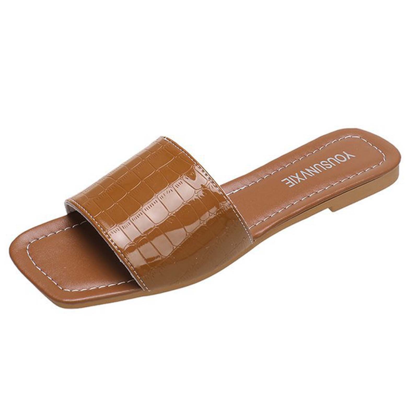 Boho Slide Sandals for Women Girls Dressy Low Wedge Sandal Casual Open ...