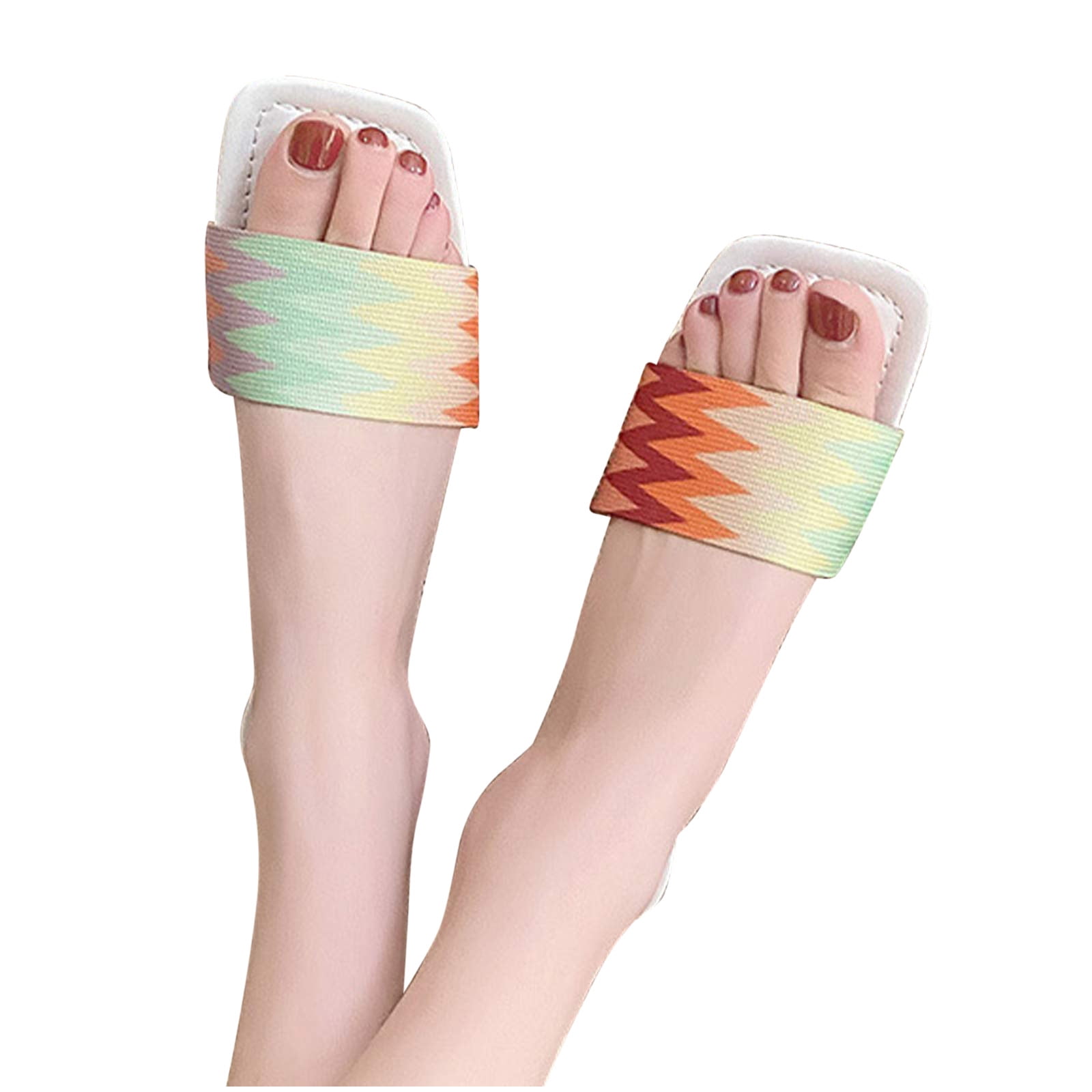 Boho Slide Sandals for Women Girls Dressy Low Wedge Sandal Casual Open ...