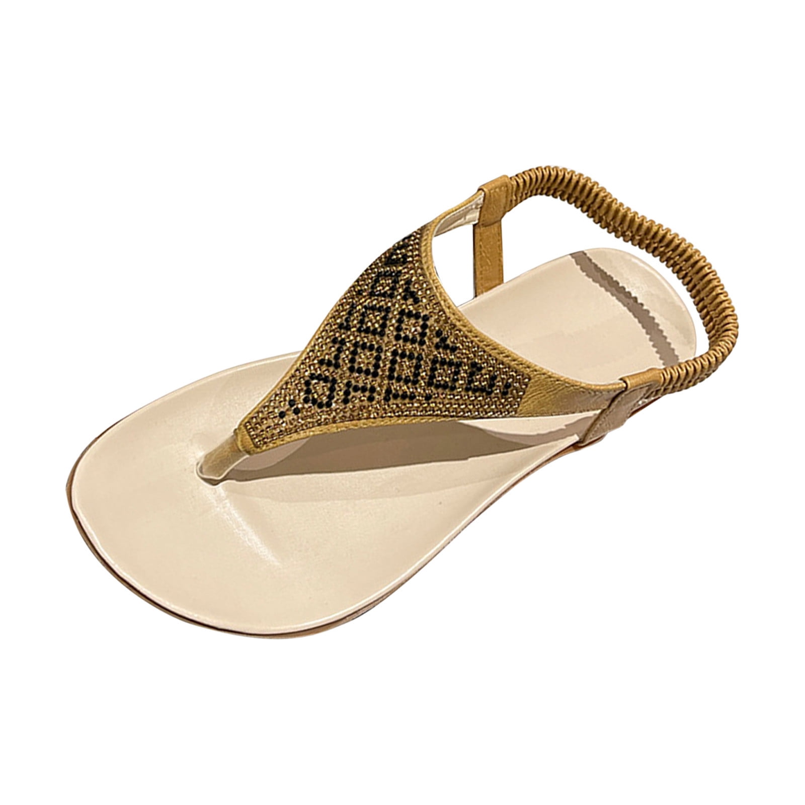 Boho Slide Sandals for Women Girls Dressy Low Wedge Thong Sandals ...
