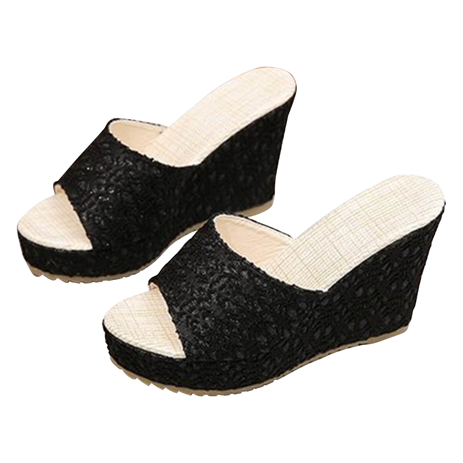 Boho Slide Sandals for Women Girls Dressy Low Wedge Thong Sandals ...