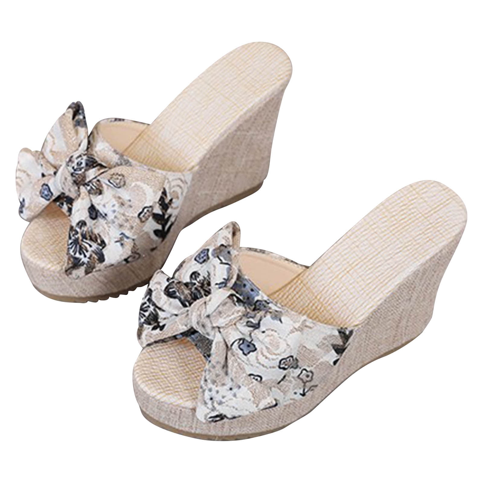 Boho Slide Sandals for Women Girls Dressy Low Wedge Thong Sandals ...