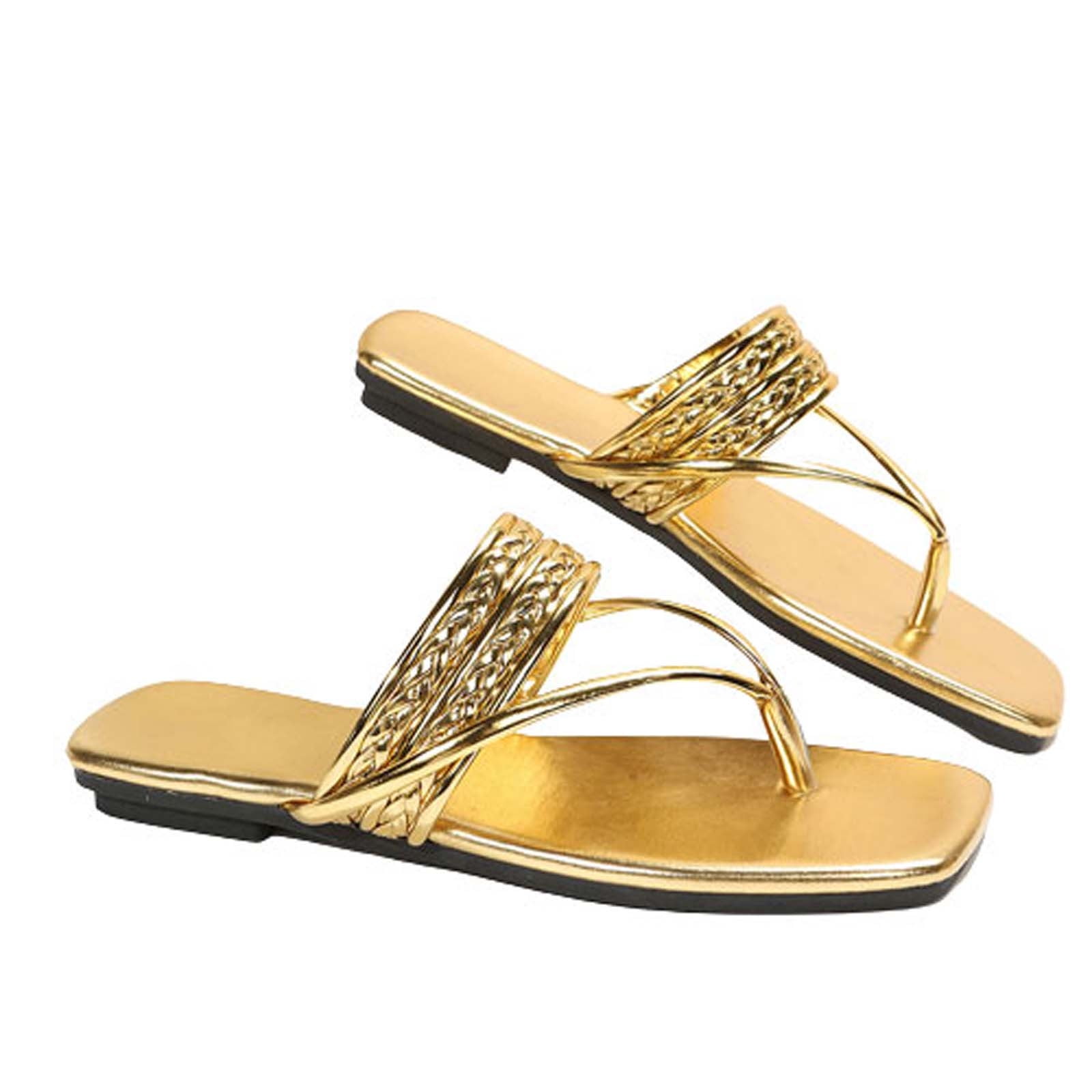 Boho Slide Sandals for Women Girls Dressy Low Wedge Thong Sandals ...