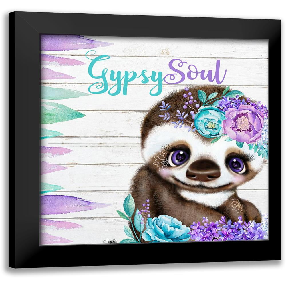 Boho Sloth Gypsy Soul 15x15 Black Modern Framed Museum Art Print Titled ...