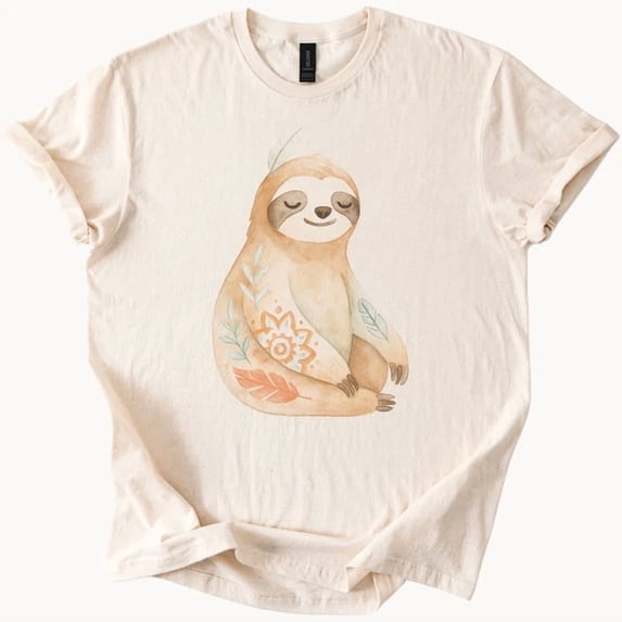 Boho Sloth T Shirt Meditating Sloth Design Peaceful Animal Tee Peaceful ...