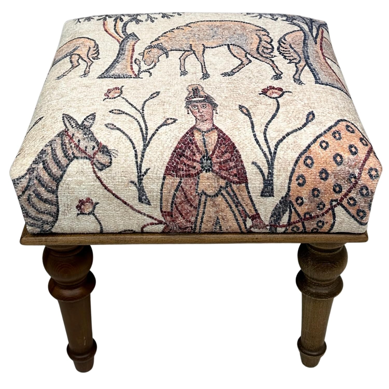 Boho Small Entryway Footstool Ottoman Bench 18x18", Mosaic Pattern ...