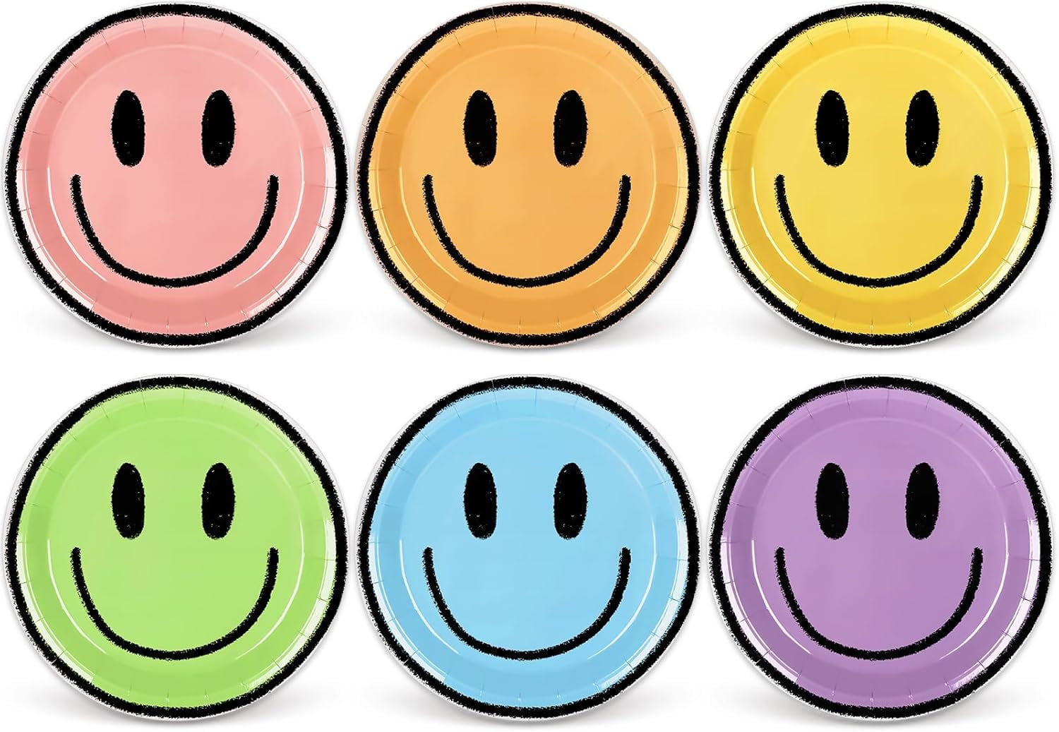Boho Smile Face Paper Plate Happy Face Disposable Plate 6 Colors Cute ...