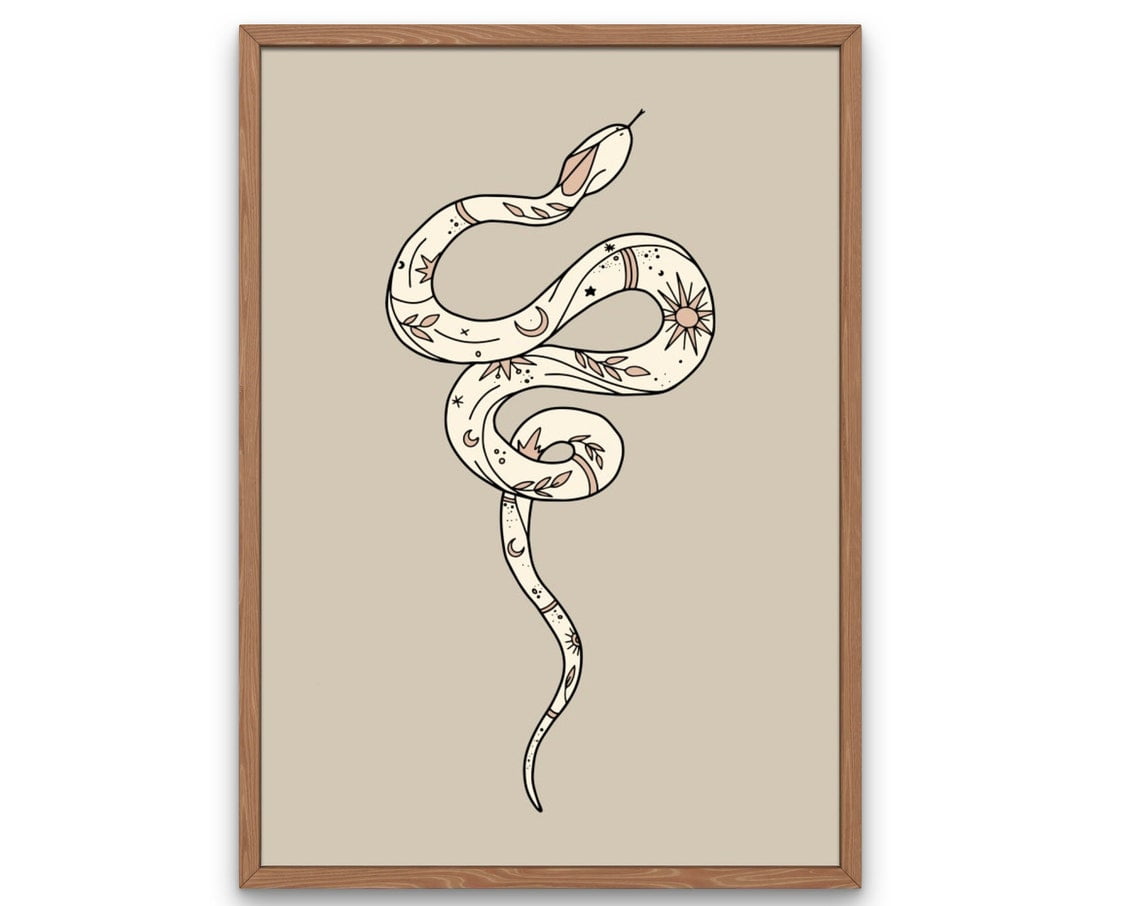 Boho Snake Print - Abstract Bohemian, Sun, Desert, Neutral Earthy ...