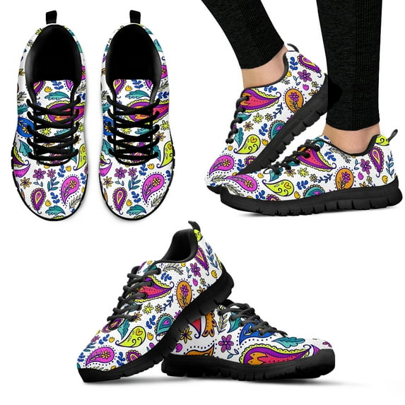 Boho Sneakers For Women Boho Floral Print White Soft Sole Sneakers ...
