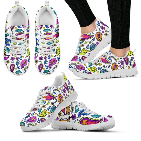 Boho Sneakers For Women Boho Floral Print White Soft Sole Sneakers ...
