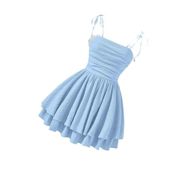 Boho Solid Cami Spaghetti Strap Baby Blue Women Dresses - Walmart.com