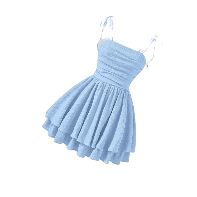 Boho Solid Cami Spaghetti Strap Baby Blue Women Dresses - Walmart.com