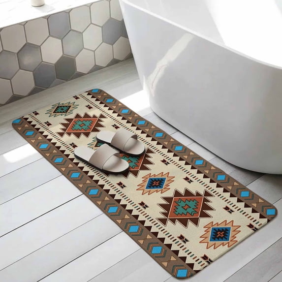 Boho Southwest Bathroom Runner Rugs Non Slip Washable Absorbent Narrow ...