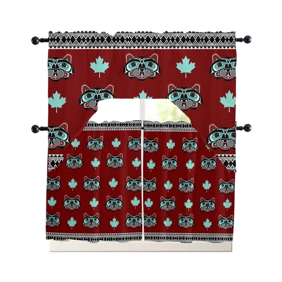 Boho Southwest Kitchen Curtains Sets 36 Inch Length with Valance, Red ...