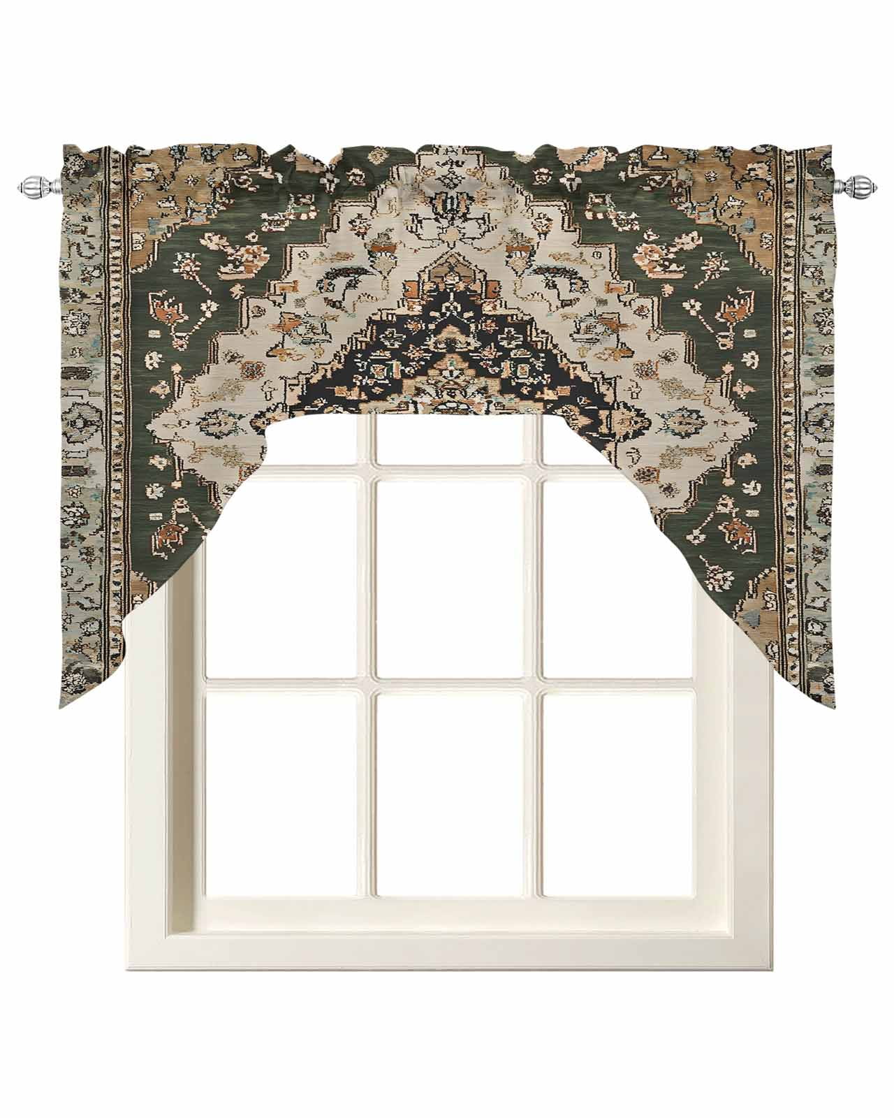 Boho Southwest Kitchen Swag Valances for Windows, Vintage Farmhouse ...