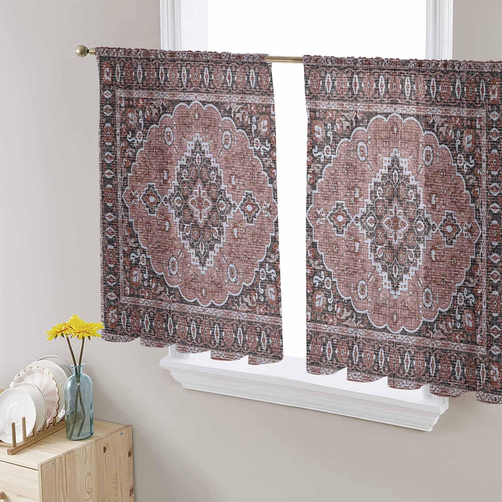 Boho Southwest Sheer Curtains 54 Inches Length 2 Panels Set, Window ...