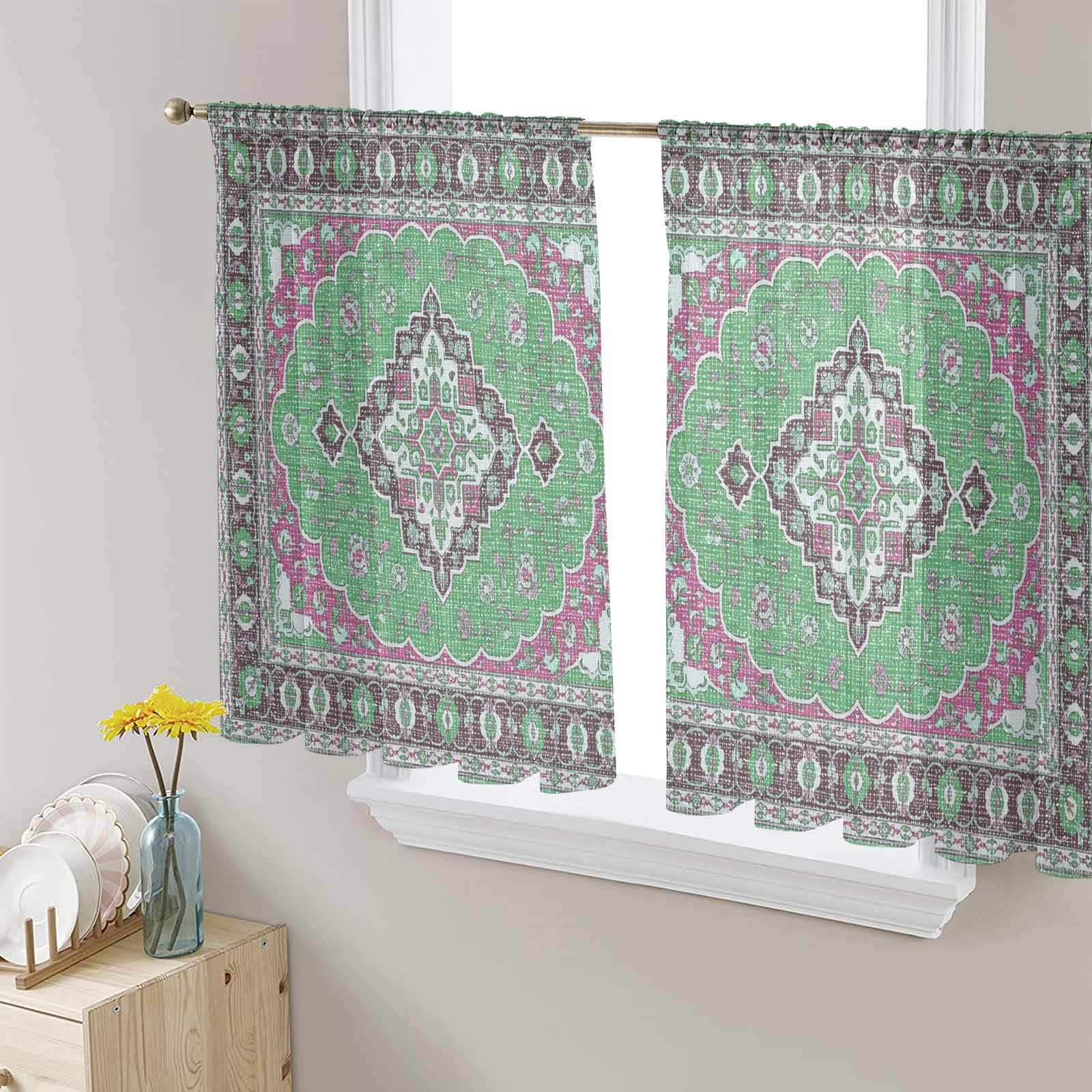 Boho Southwest Sheer Curtains 54 Inches Length 2 Panels Set, Window ...