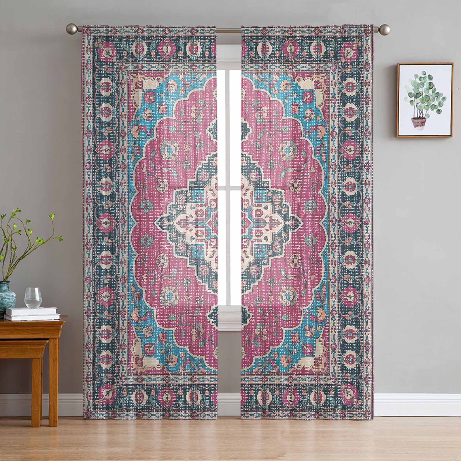 Boho Southwest Sheer Curtains 72 Inches Long 2 Panels Set, Window Sheer ...