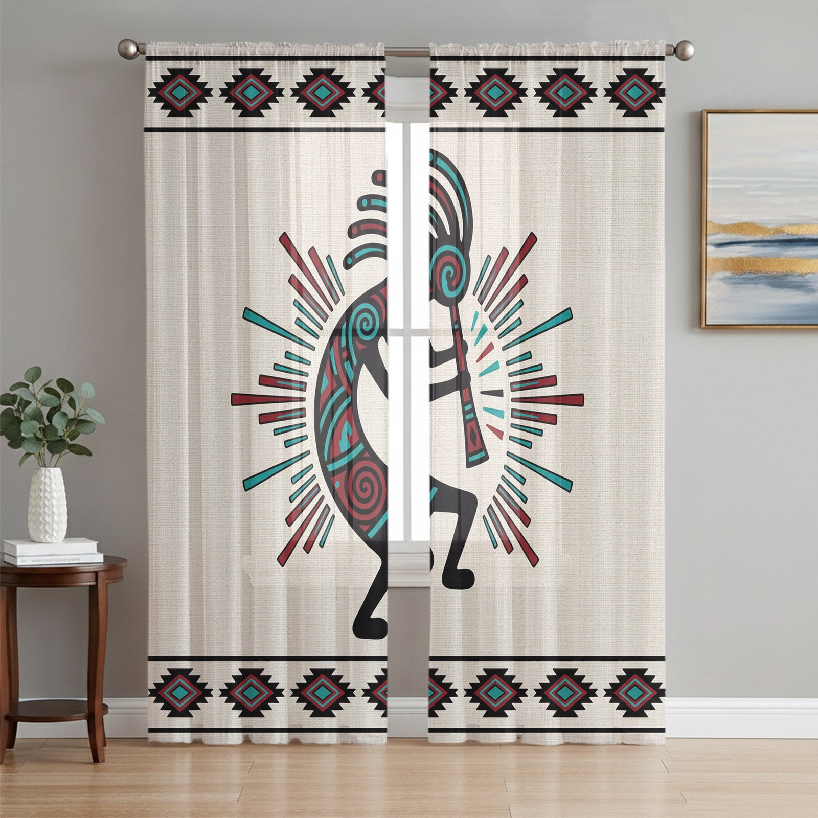 Boho Southwest Sheer Curtains for Living Room Bedroom Aztec Ethnic ...