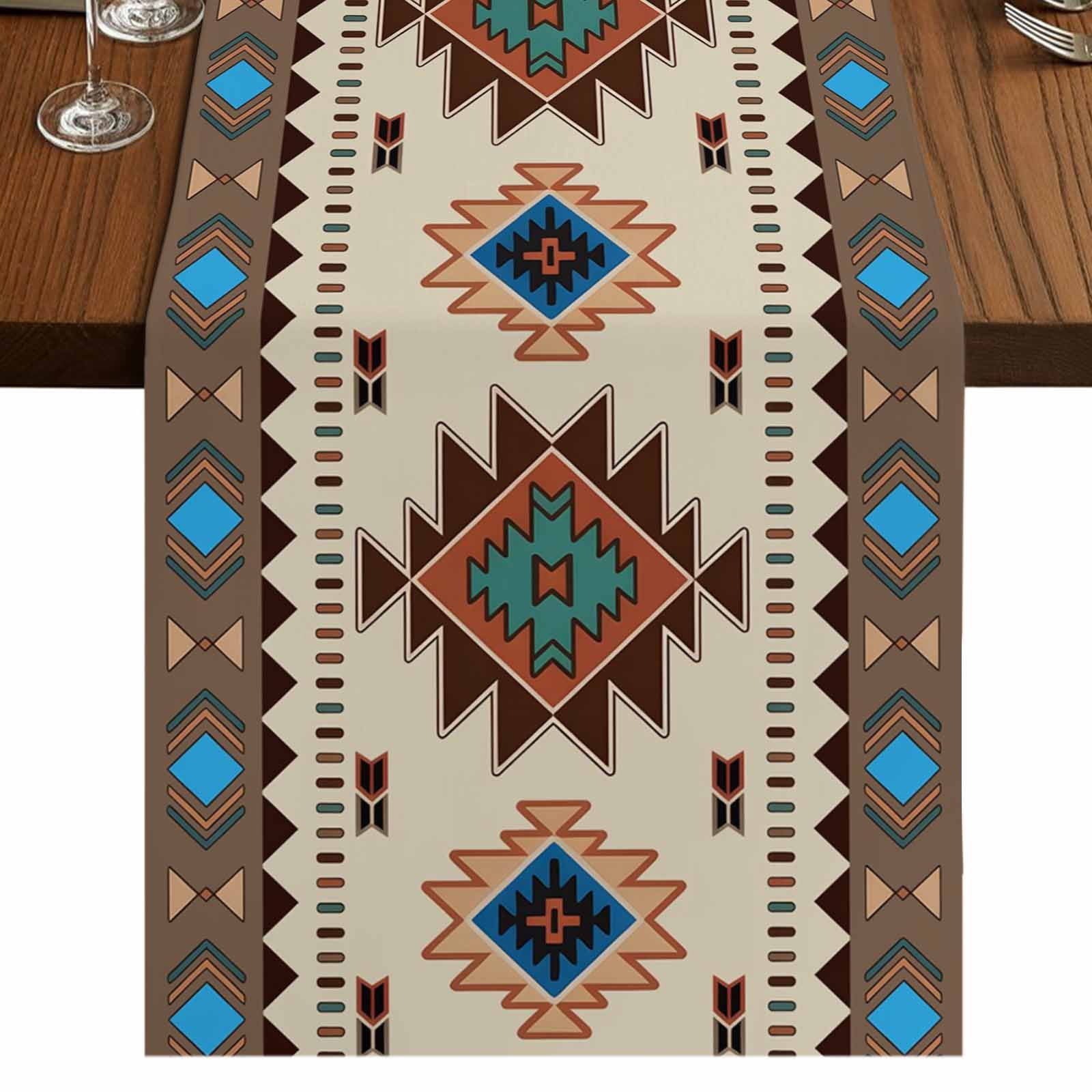 Boho Southwest Short Table Runner 36 Inches Long,Farmhouse Aztec Tribe ...