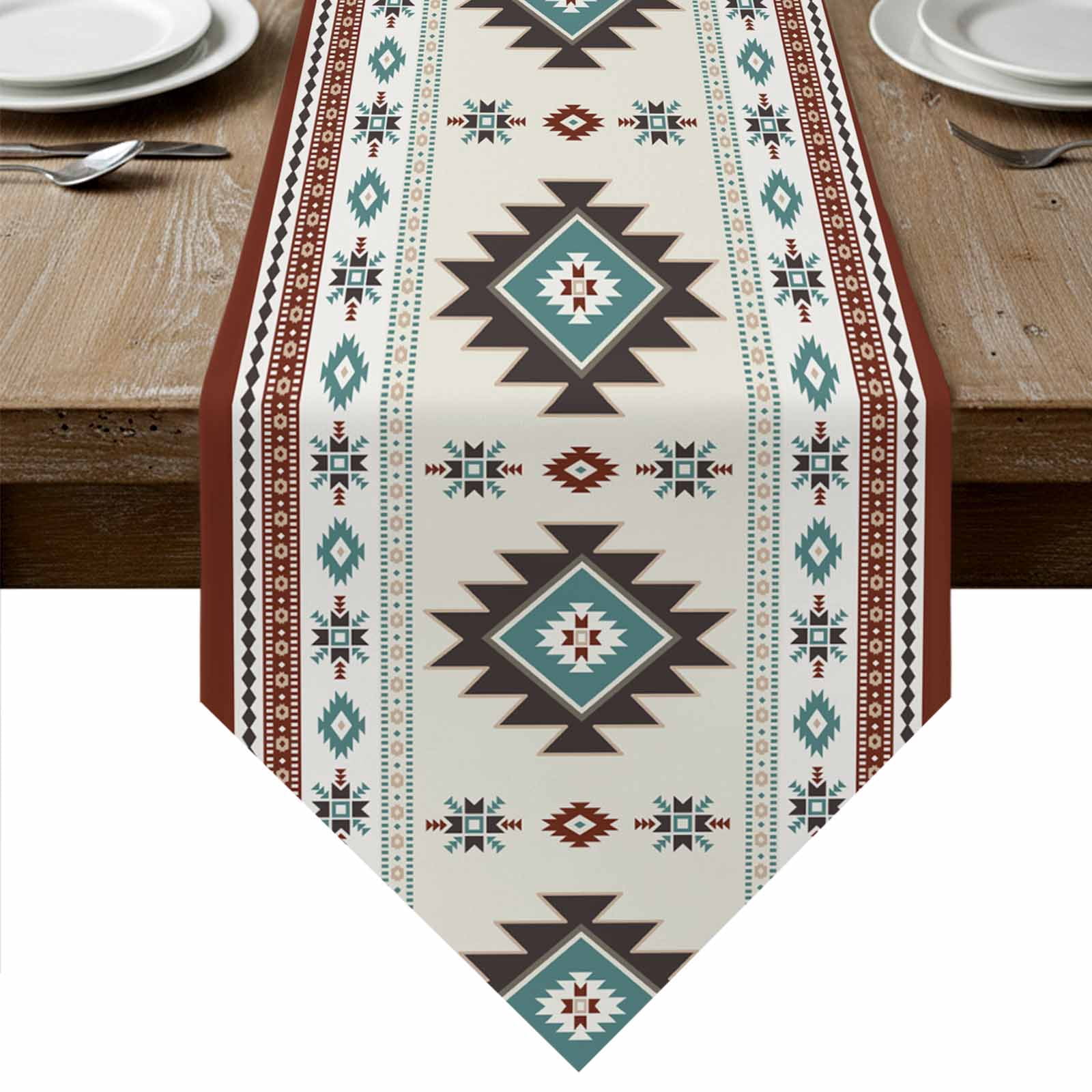 Boho Southwest Table Runner Linen Burlap Table Runner 60 Inches Long ...