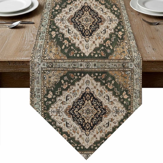 Boho Southwest Table Runner Linen Burlap Table Runner 60 Inches Long ...