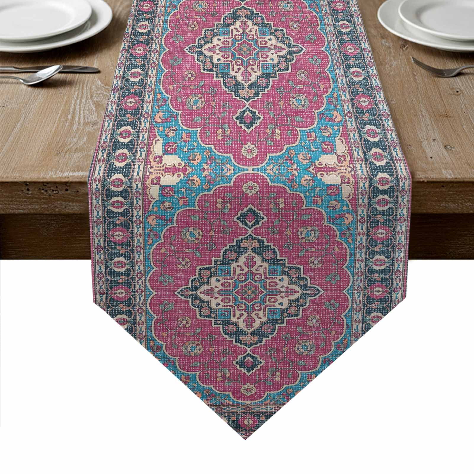 Boho Southwest Table Runner Linen Burlap Table Runner 72 Inches Long ...